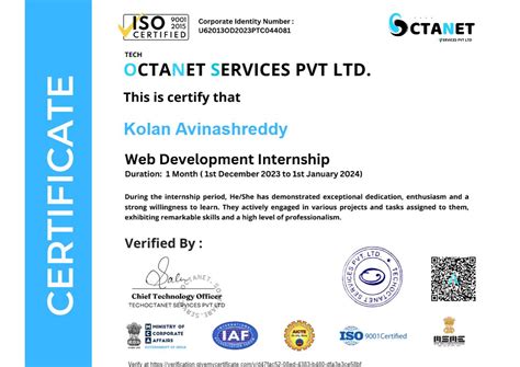 Webdevelopment Certificationachievement Webdevelopmentinternship Avinash Reddy Kolan