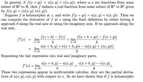 How To Prove The Associated Real Functions Of A Holomorphic Complex Function Is Differentiable