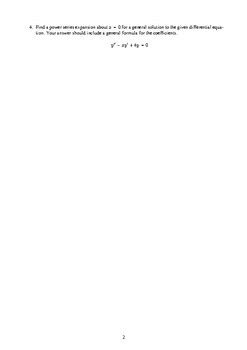 Differential Equations Power Series Solutions HW And Solutions