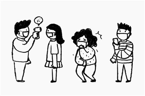 새로운 일반 만화 벡터 체온 스캔 무료 벡터