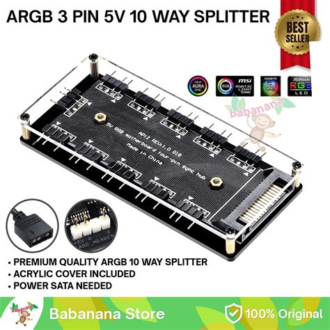Jual Kabel ARGB Splitter 1 To 10 3 Pin AURA SYNC Cabang Hub Case Fan Cable Shopee Indonesia