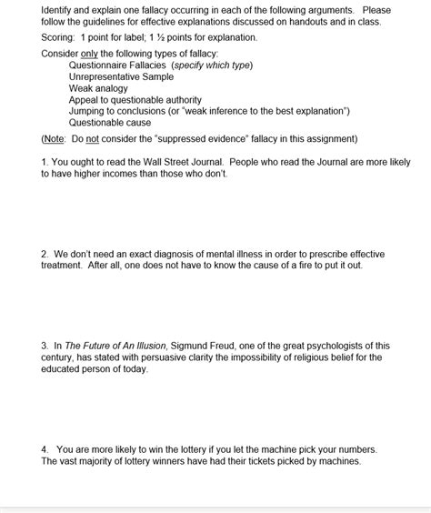 Identify And Explain One Fallacy Occurring In Each Of