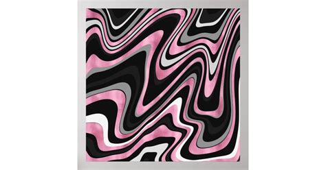 Retro Black Pink Wavy Lines Modern Design Poster Zazzle