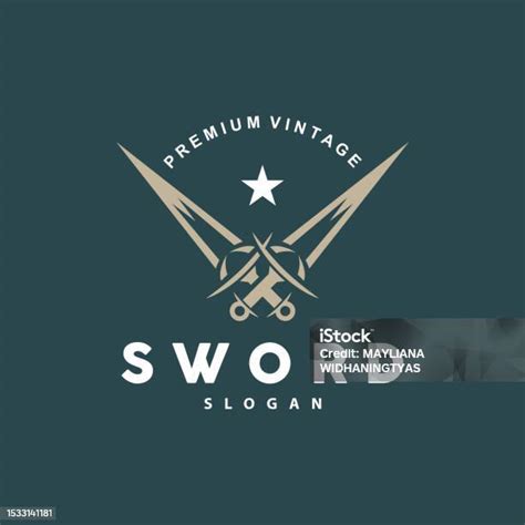 소드 로고 파이터 워 무기 벡터 프리미엄 레트로 빈티지 타이포그래피 디자인 강철에 대한 스톡 벡터 아트 및 기타 이미지 강철 검 고대의 Istock