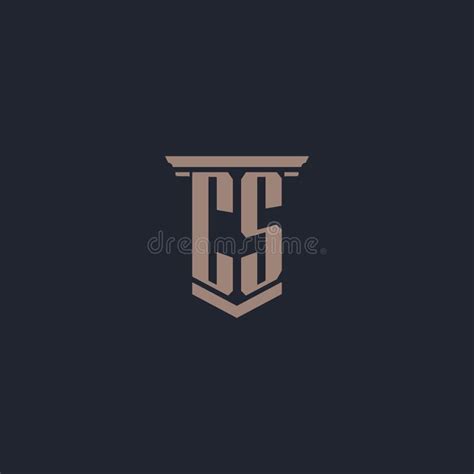 Cs Initial Monogram Logo With Pillar Style Design Stock Vector