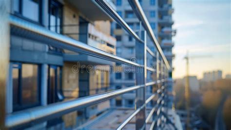 Generative Ai Construction Building Site With Framework Railing Guard Walkway On The Building