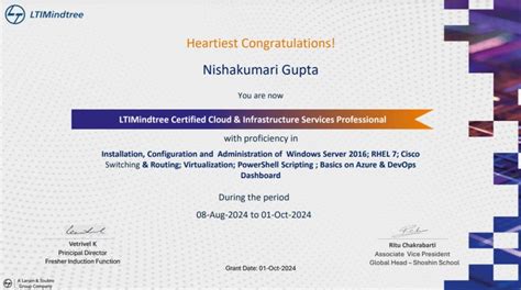 Ltimindtree Certification Cloudinfrastructure Devopsjourney Nisha