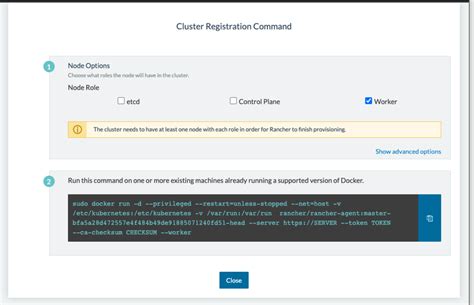 Provide Access To Cluster Registration Command For Rke Cluster From Existing Nodes · Issue