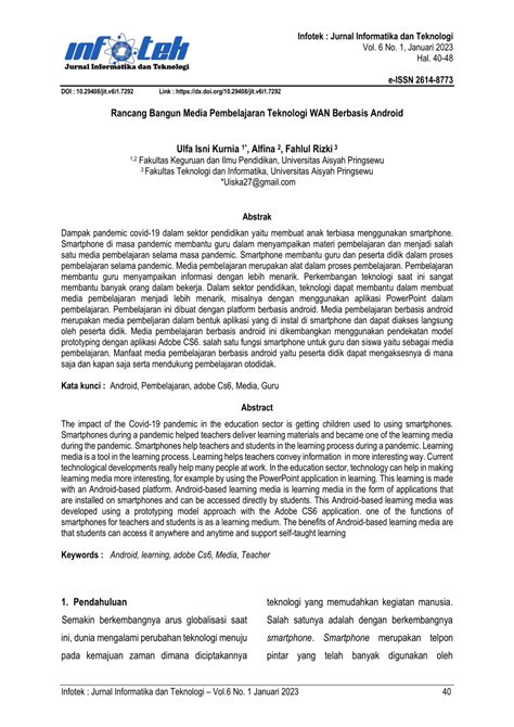 Pdf Rancang Bangun Media Pembelajaran Teknologi Wan Berbasis Android