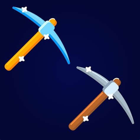 Premium Vector Shiny Blue Grey Pickaxe