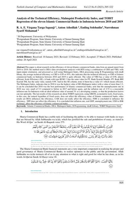Pdf Analysis Of The Technical Efficiency Malmquist Productivity