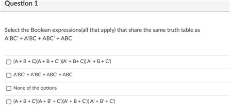 Solved Select The Boolean Expressionsall That Apply That