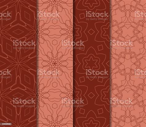 꽃 기하학적 장식의 집합입니다 원활한 벡터 패턴입니다 실내 장식 벽지 초대장 패션 디자인 벽돌 색 0명에 대한 스톡 벡터 아트 및 기타 이미지 Istock