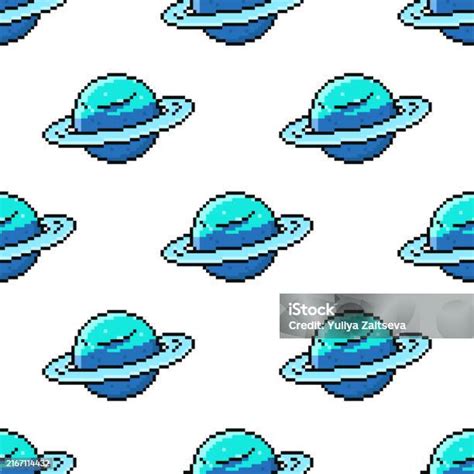 픽셀 아트 행성 완벽 한 패턴 흰색 배경 공간 개념입니다 벡터 일러스트 레이 션 0명에 대한 스톡 벡터 아트 및 기타 이미지 0명 디자인 모자이크 처리 Istock