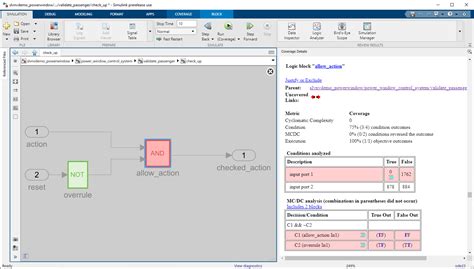 analyze model coverage by using the test manager in simulink test