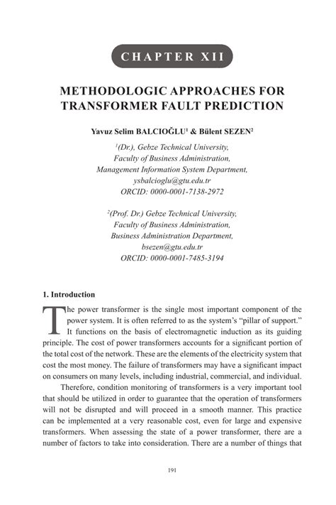 Pdf Methodologic Approaches For Transformer Fault Prediction