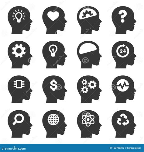 Iconos De Cabeza Pensante En Fondo Blanco Vector Ilustración Del Vector