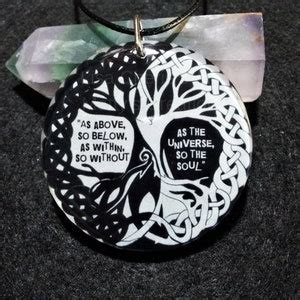 Tree Pendant As Above So Below Tree Of Life Quote Pendant Unisex Jewelry Tree Art Quote