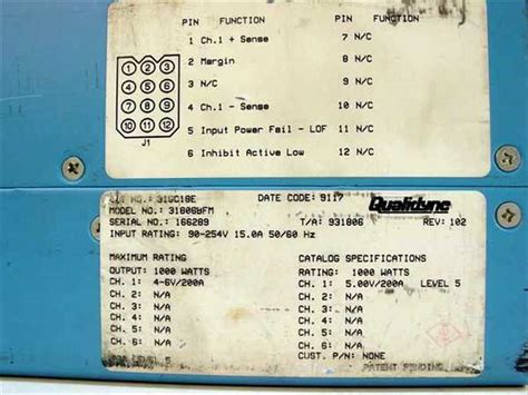 Qualidyne 31806bfm 1000w 4 6 Volt 200 Amp Switching Power Supply As Is