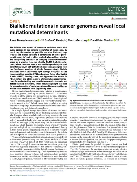 Pdf Biallelic Mutations In Cancer Genomes Reveal Local Mutational Determinants