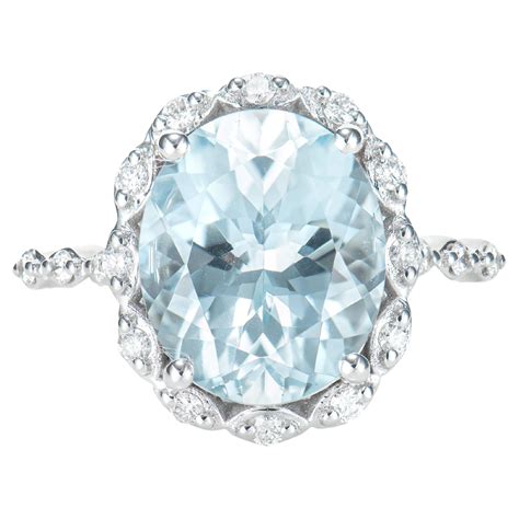 2 72 Carat Aquamarine Elegant Ring In 18 Karat White Gold With White