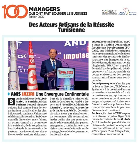 Sélection Du Président De Tabc Parmi Les 100 Personnalités Et Managers