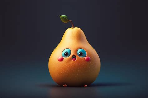 Premium Photo Pear Character With A Funny Expression