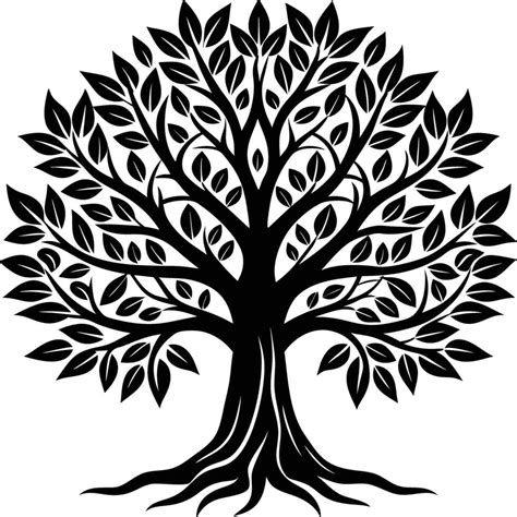 A Black And White Tree With Roots Silhouette Clip Art 46846299 Vector