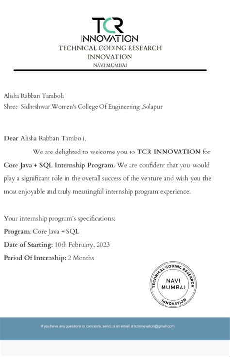 Alisha Tamboli On Linkedin Connections Share Internship Thankyou Java Sql Innovation
