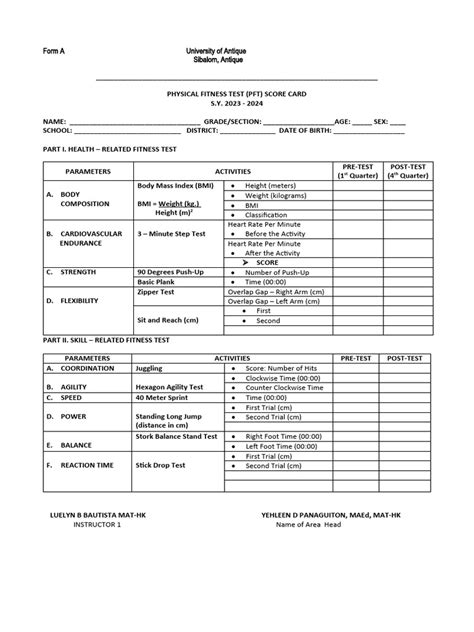 Score Card Ppft Pe 3 Pdf Physical Fitness Body Mass Index