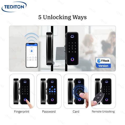 Tediton Office Glass Door Lock Smart Fingerprint Card Password Unlock