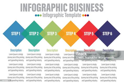 6가지 옵션 또는 6단계의 벡터 인포그래픽 디자인 프로세스 다이어그램 순서도 정보 그래프 비즈니스 개념에 대한 인포그래픽