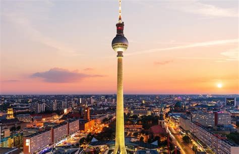 Premium Photo Beautiful Skyline Panorama Of Berlin At Sunset Germany