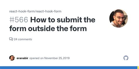 How To Submit The Form Outside The Form Issue React Hook Form React Hook Form GitHub