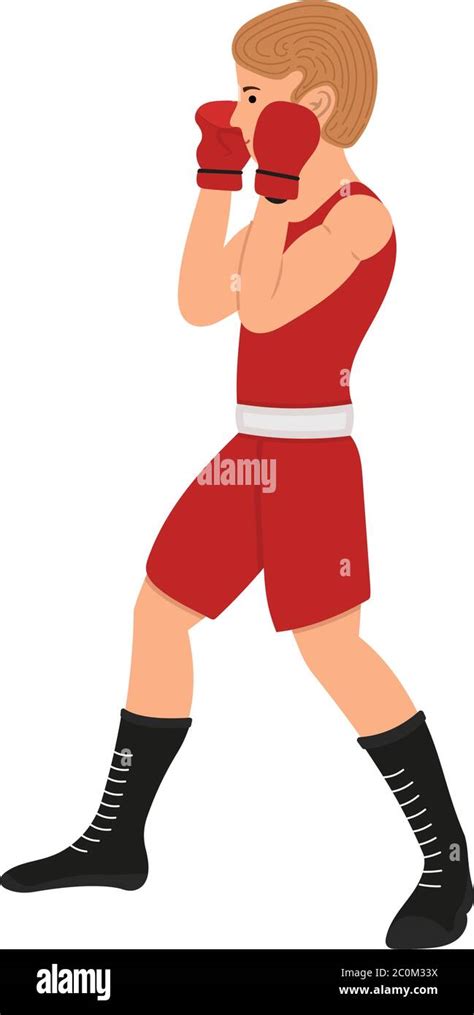 Male Boxer Cartoon Character Boxing Guy Vector Illustration Sportsman