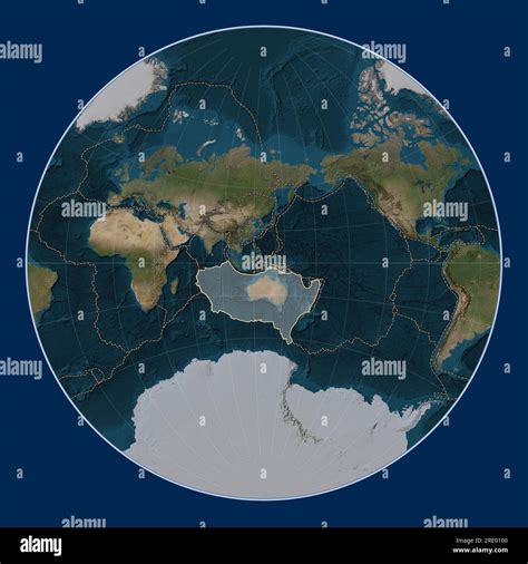 Australian Tectonic Plate On The Blue Marble Satellite Map In The Lagrange Projection Centered