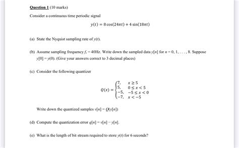 Solved Question 1 10 Marks Consider A Continuous Time P