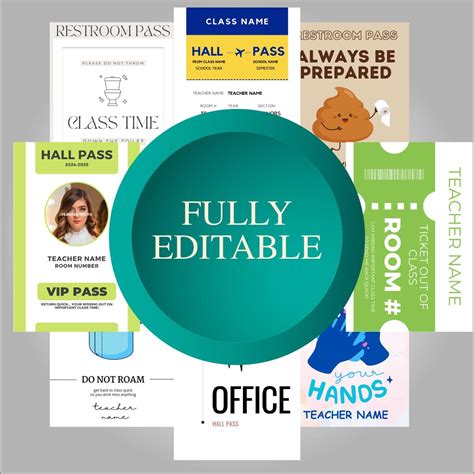 Editable Canva Hall Pass And Bathroom Pass Etsy