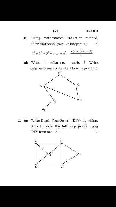 shorts bcs 042 june 2023 question paper introduction to algorithm design youtube