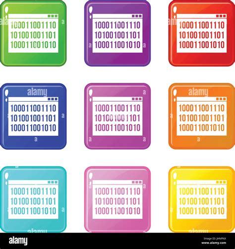 Binary Code Icons 9 Set Stock Vector Image Art Alamy