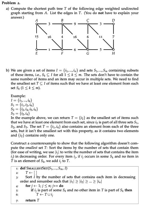 Solved Problem 2 A Compute The Shortest Path Tree T Of The