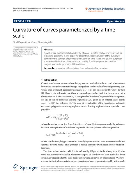 Pdf Curvature Of Curves Parameterized By A Time Scale