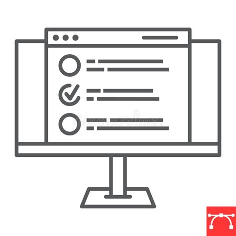 Online Testing Line Icon Stock Vector Illustration Of Screen 314763710