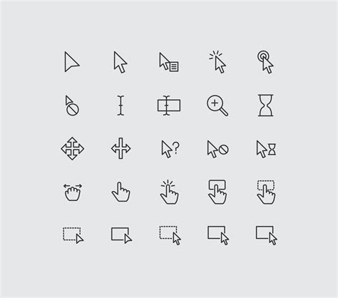 cursor and selection icons light