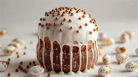 Luxurious Chocolate Easter Cake With White Icing And Golden Bead