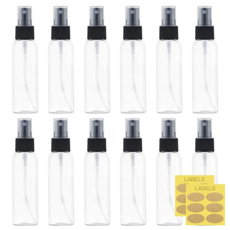 Lisapack 2oz Small Spray Bottle 12 Pack Plastic Mini Fine Mist Atomizer Tiny Sprayer For