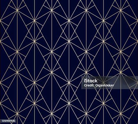 Golden Lines Pattern Vector Geometric Linear Seamless Texture Luxury Design Stock Illustration