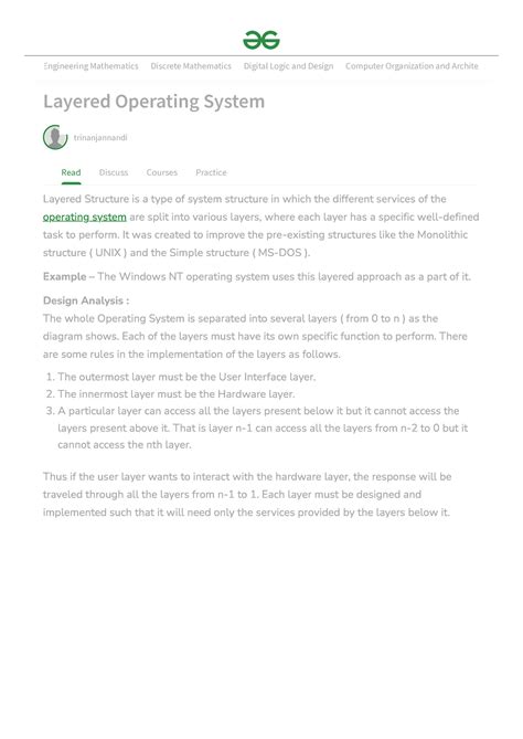 layered operating system read discuss courses practice layered