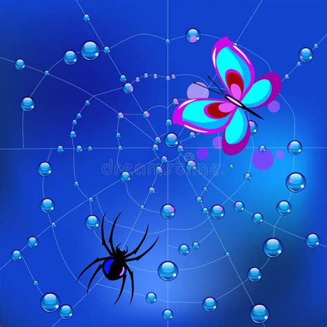 Butterfly Caught Spider Web Stock Illustrations 9 Butterfly Caught