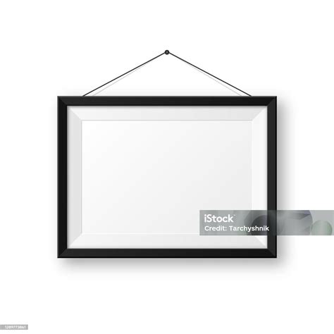 그림자가 있는 벽빈 검은색 그림 프레임에 걸려 있는 사실적인 흰색 배경에 고립 된 현대 포스터 모형 아트 갤러리 또는 인테리어에 대한 빈 사진 프레임 벡터 일러스트레이션 0